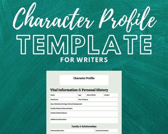 Character Profile Worksheet - Etsy