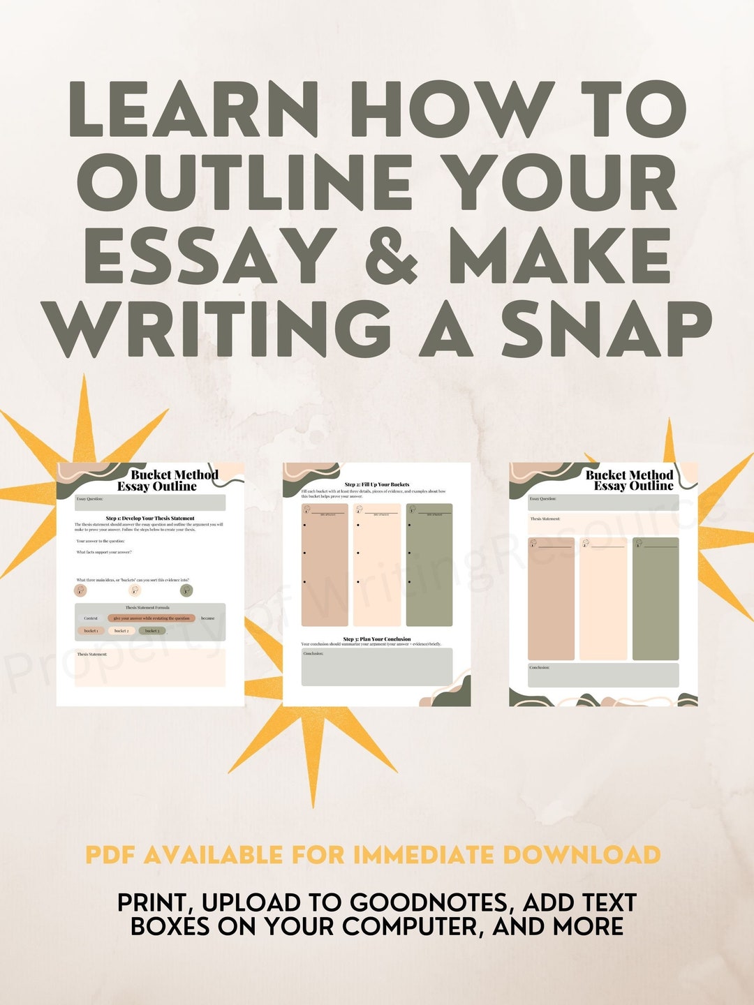 Essay Outline Guide and Template Download | Ice Cream - Etsy