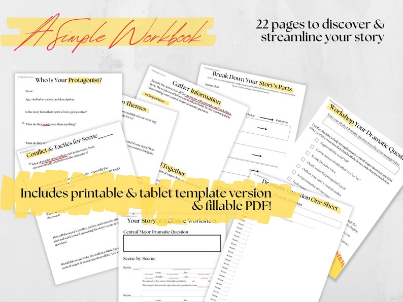 Major Dramatic Question Writing Workbook | Brainstorm & Streamline ...