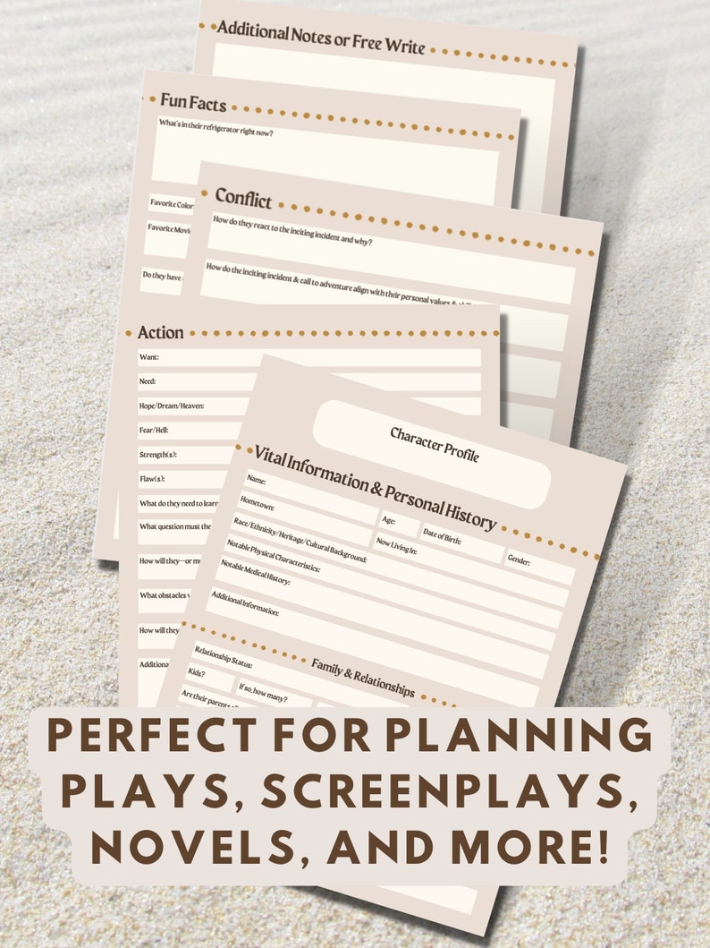 Detailed Character Profile Outline Worksheet Template for Writers ...