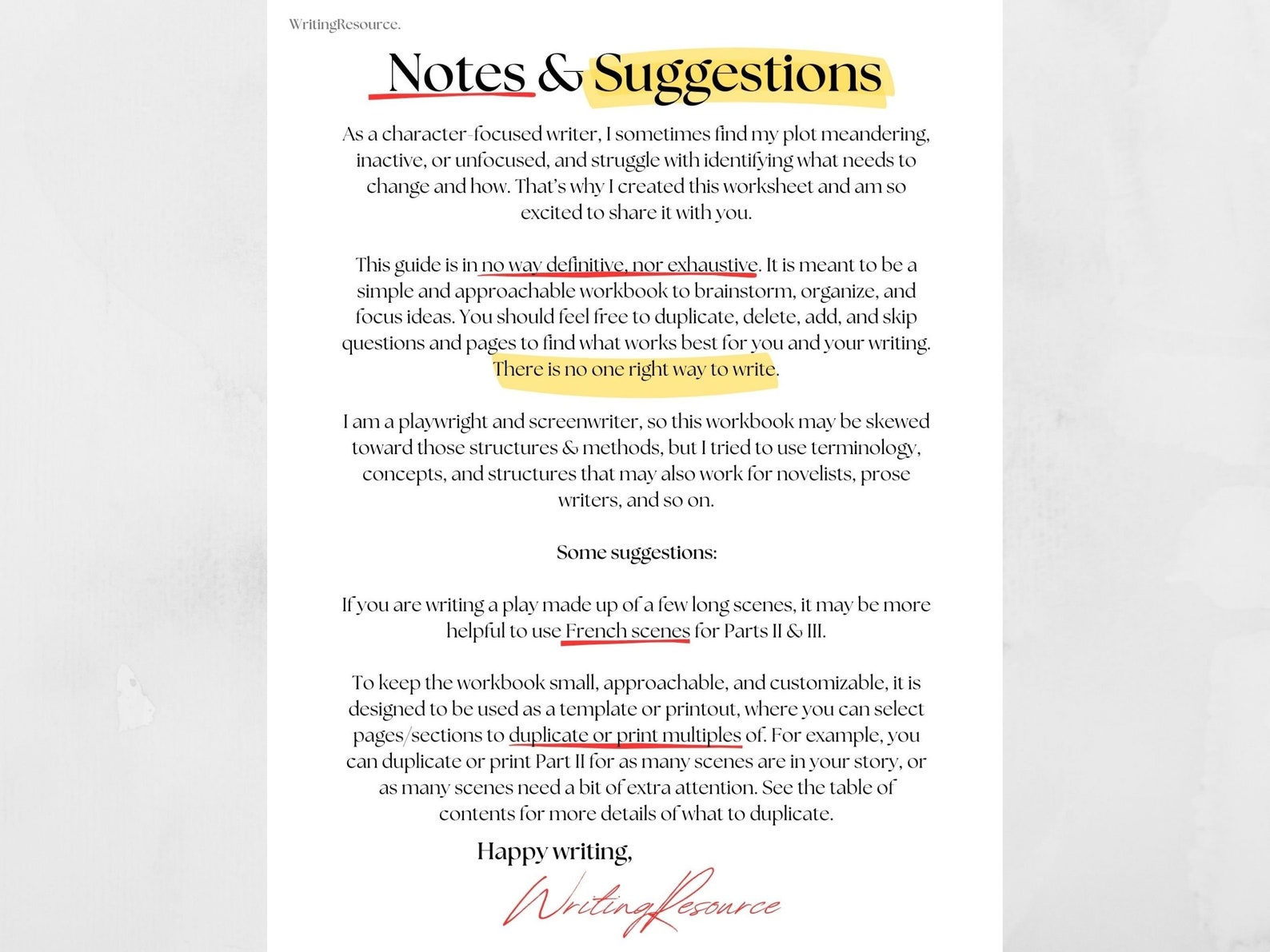 Major Dramatic Question Writing Workbook | Brainstorm & Streamline ...