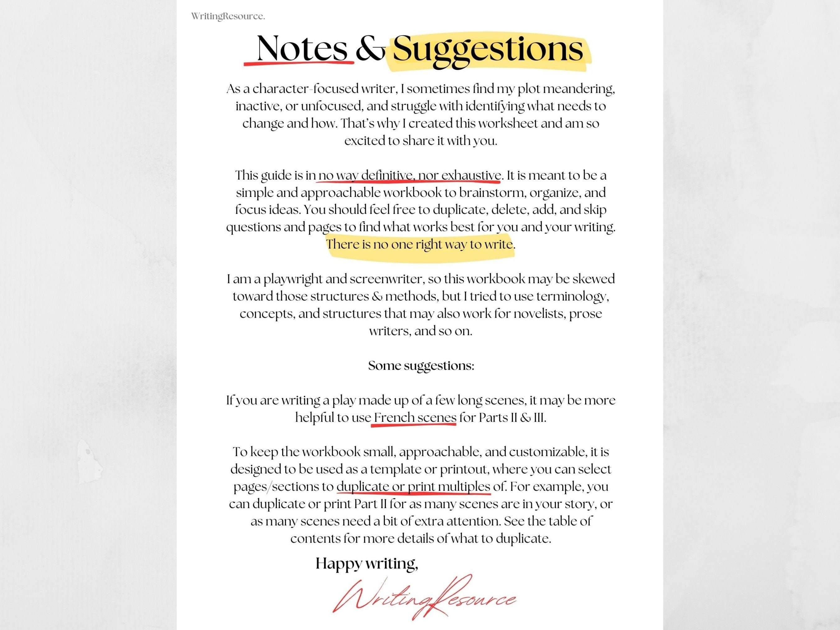 Major Dramatic Question Writing Workbook | Brainstorm & Streamline ...