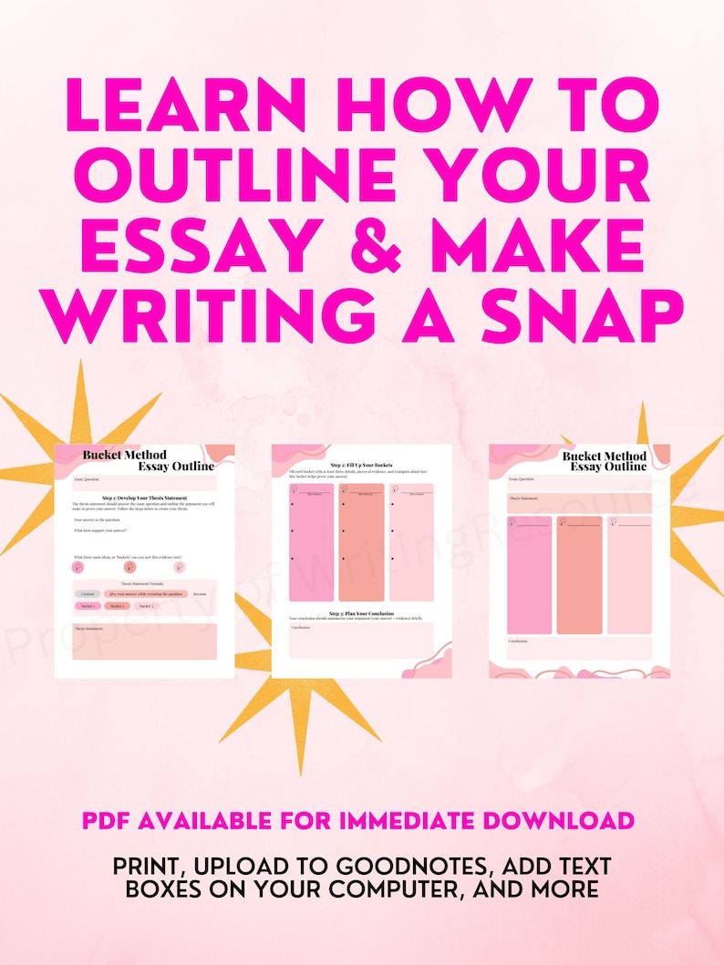 Essay Outline Guide and Template Download | Pink - Etsy