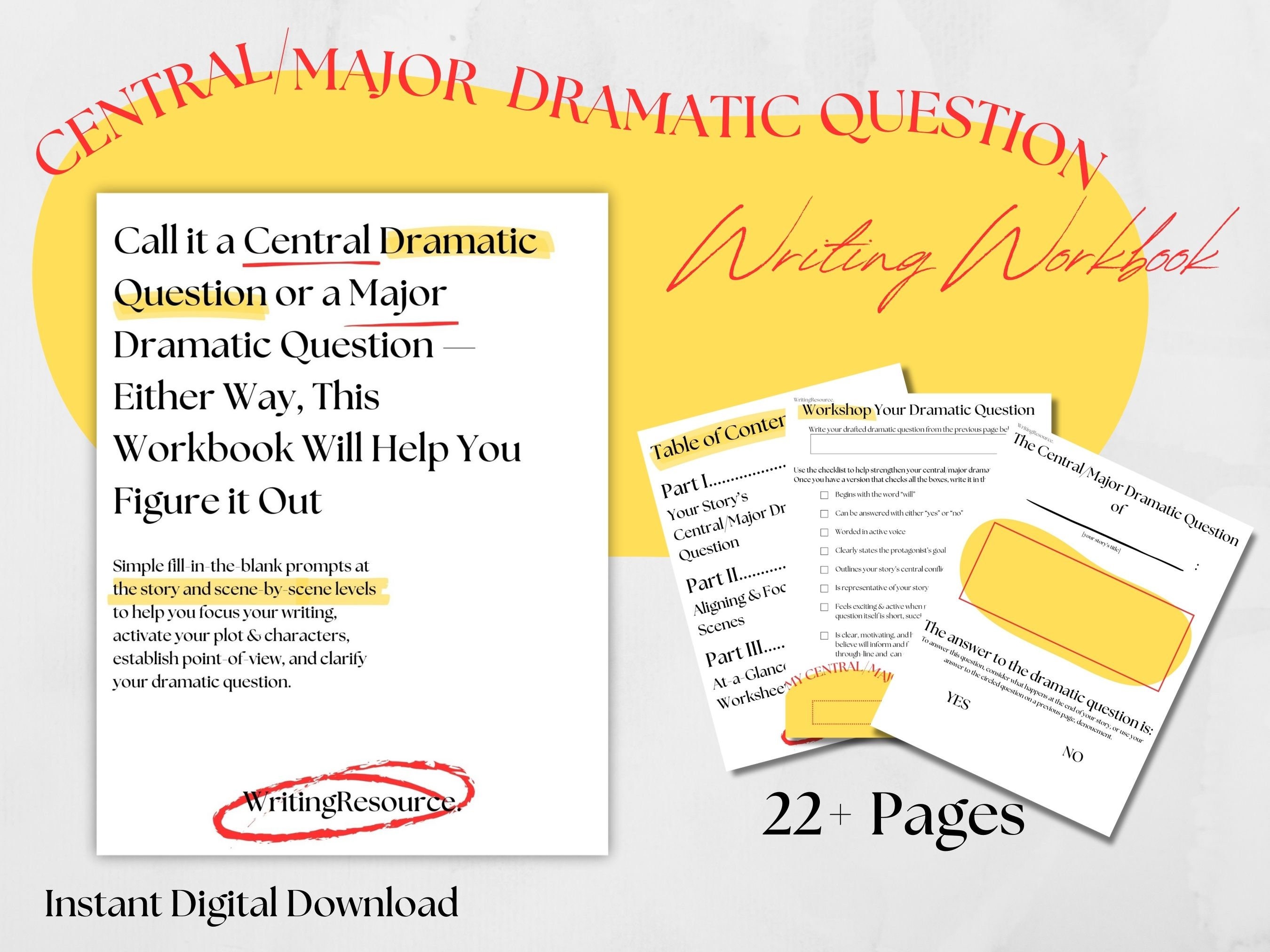 Major Dramatic Question Writing Workbook | Brainstorm & Streamline ...