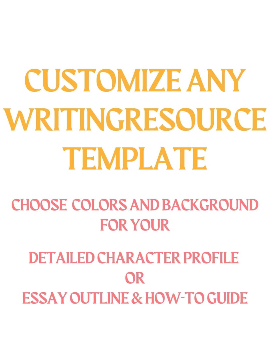Essay Outline How-to Guide and Template OR Character Profile - Etsy