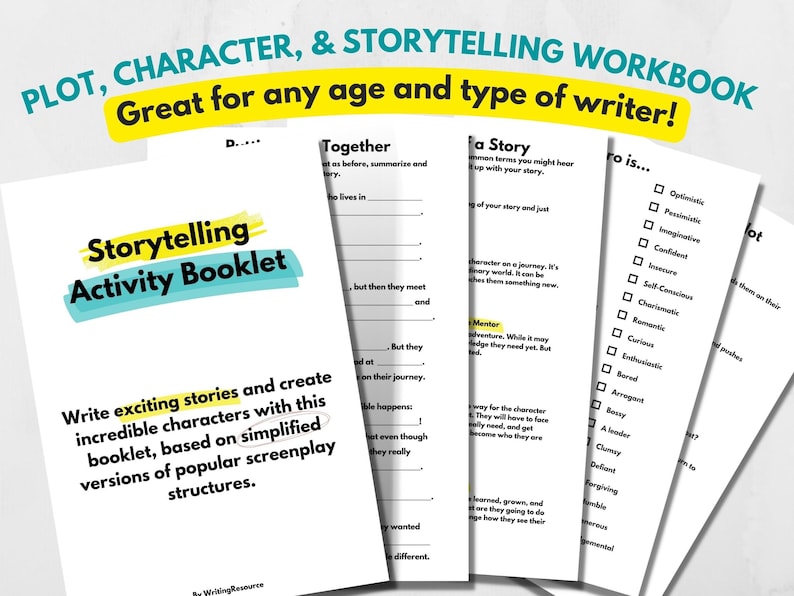 Plot and Character Workbook | Digital Download | Great for Kids ...
