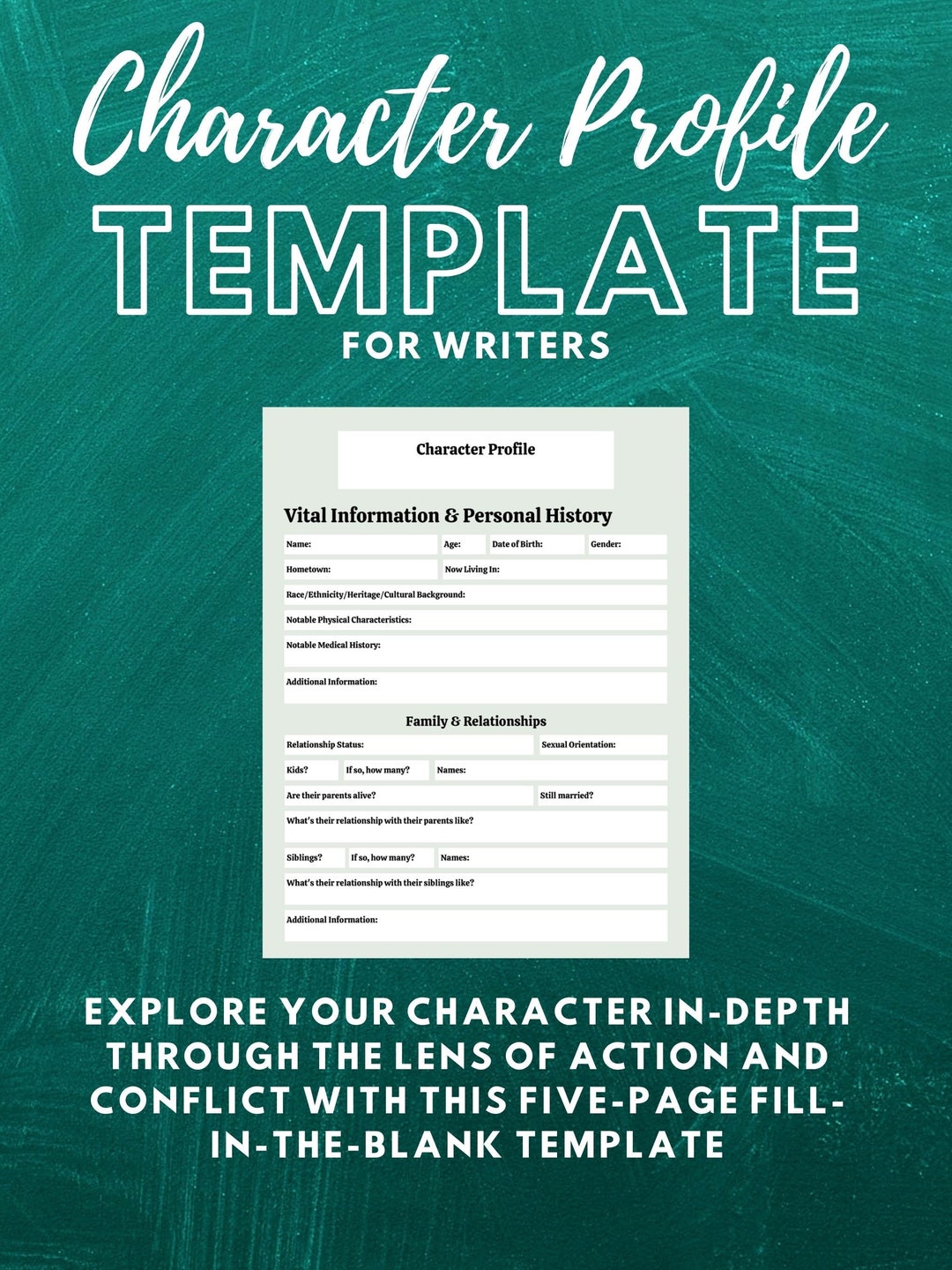Detailed Character Profile Outline Worksheet Template for Writers ...