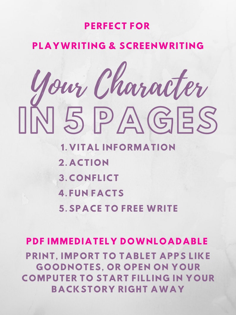 Detailed Character Profile Outline Worksheet Template for Writers ...