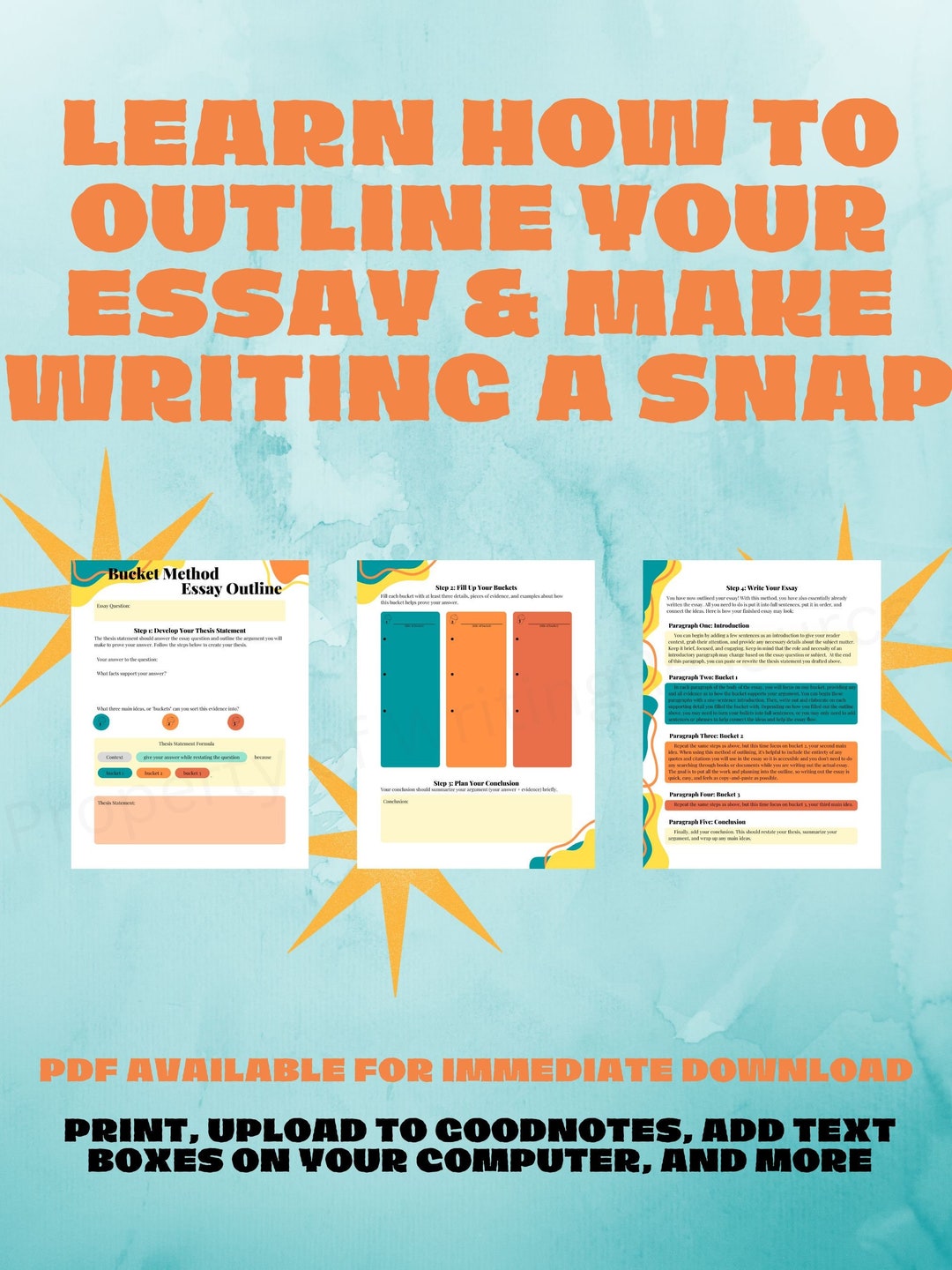 Essay Outline Guide and Template Download | Bright - Etsy