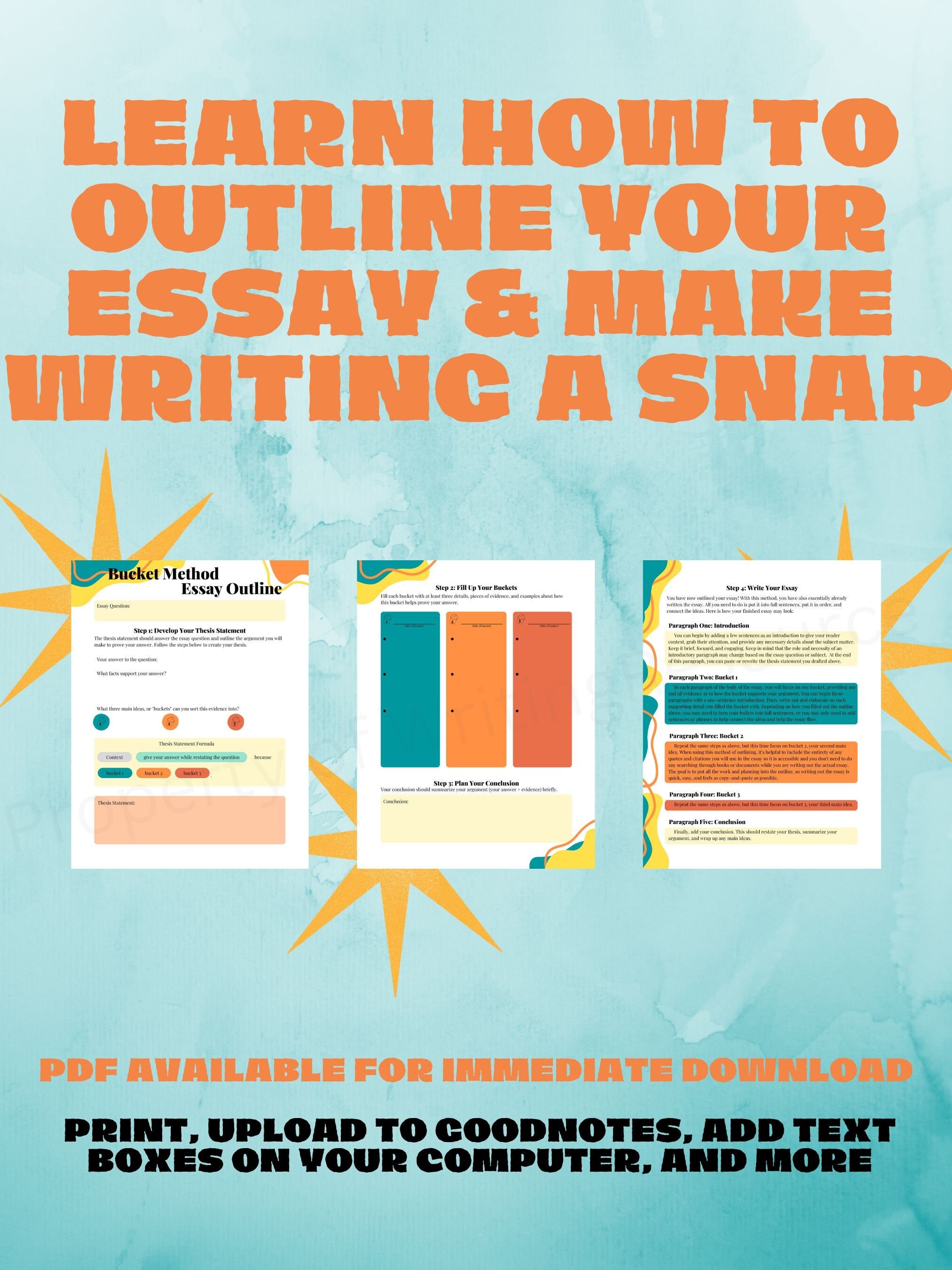 Essay Outline Guide and Template Download | Bright - Etsy