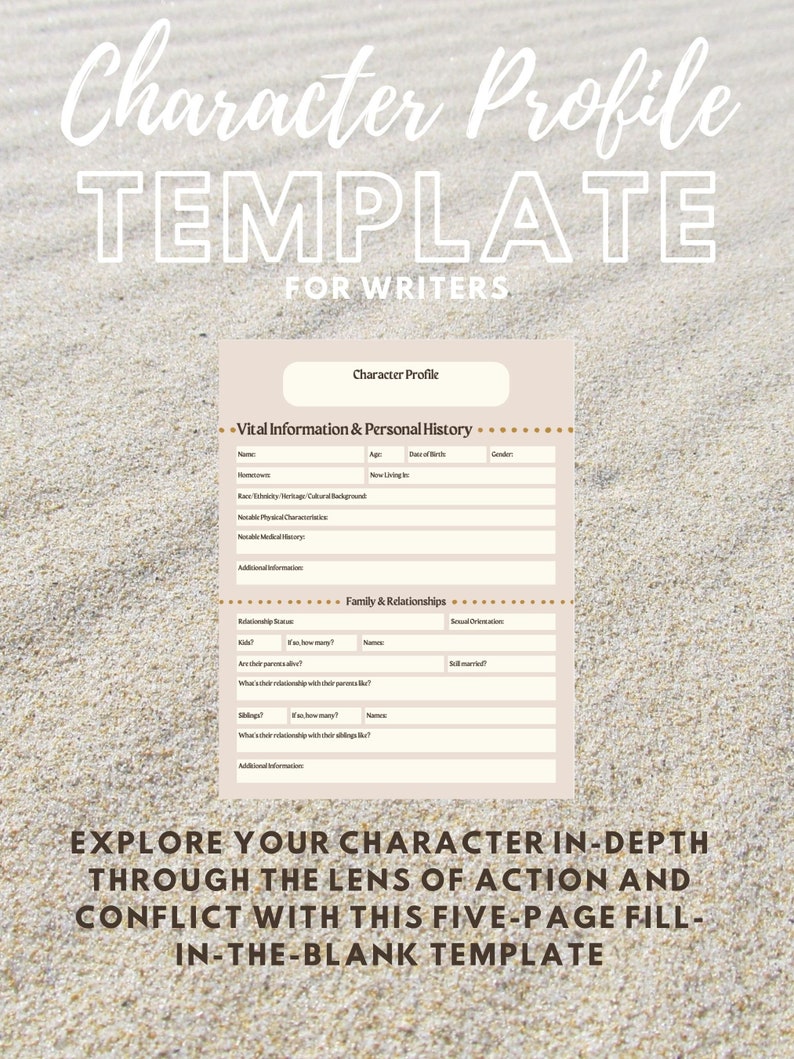 Detailed Character Profile Outline Worksheet Template for Writers ...