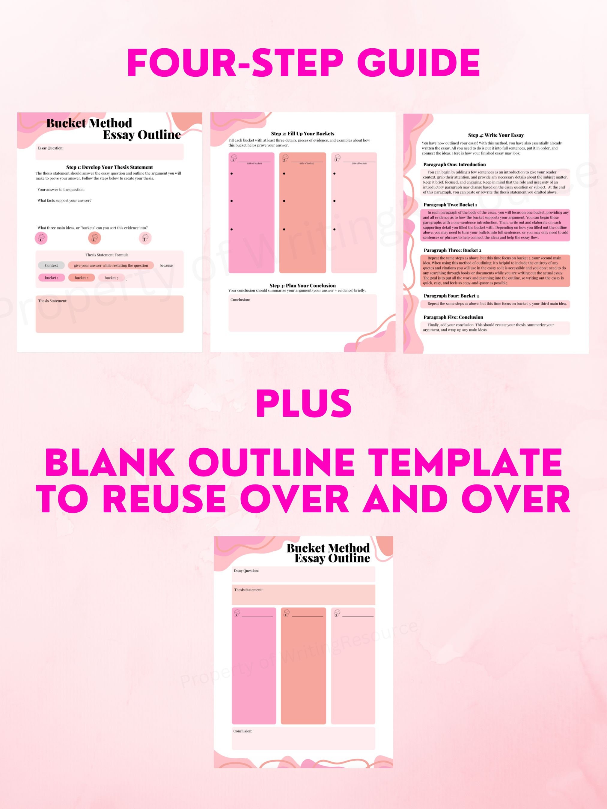 Essay Outline Guide and Template Download | Bucket Method Essay Helper ...