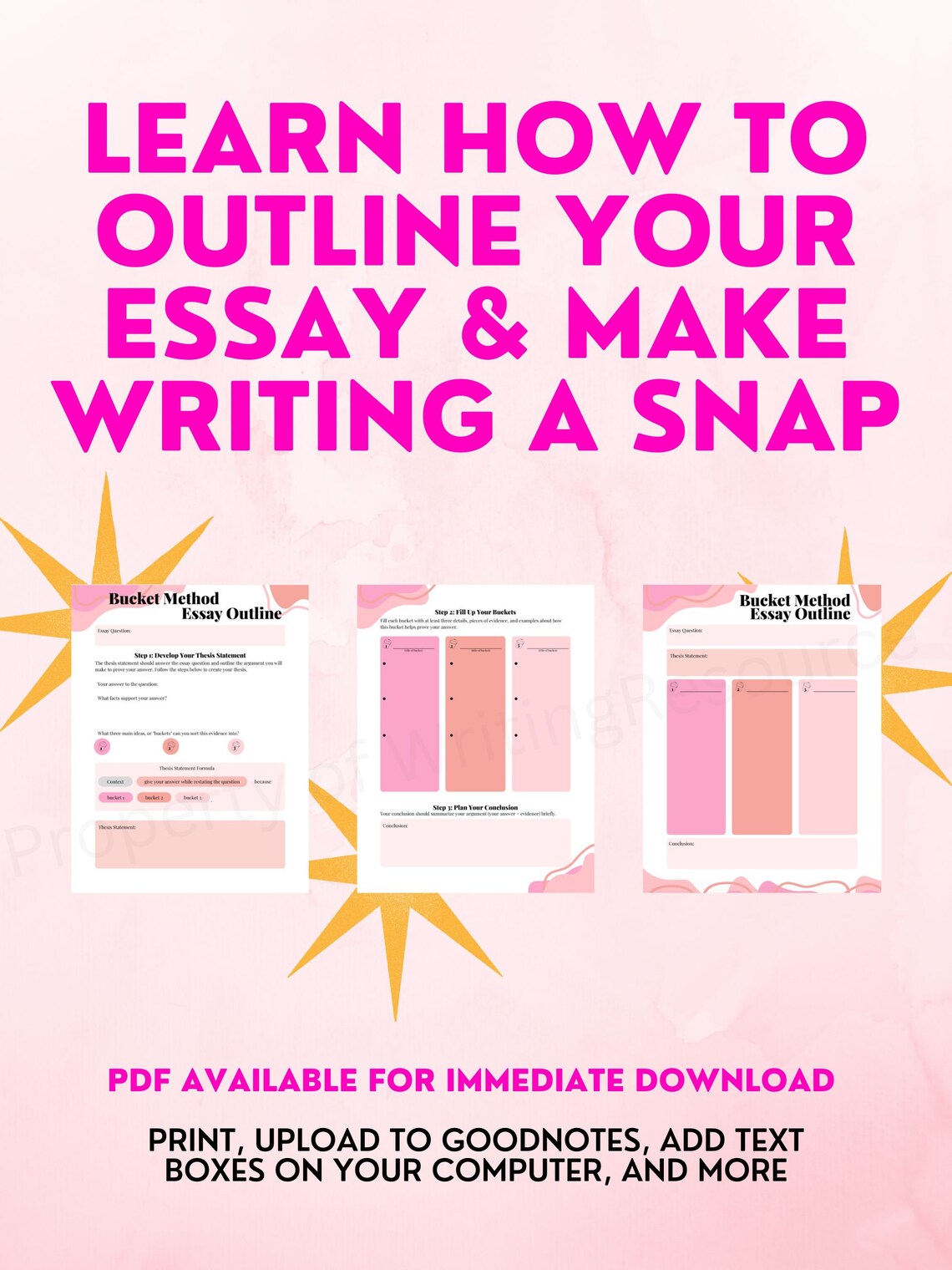 Essay Outline Guide and Template Download | Bucket Method Essay Helper ...
