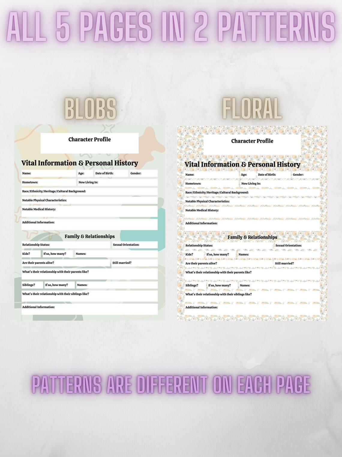 Detailed Character Profile Outline Worksheet Template for Writers ...