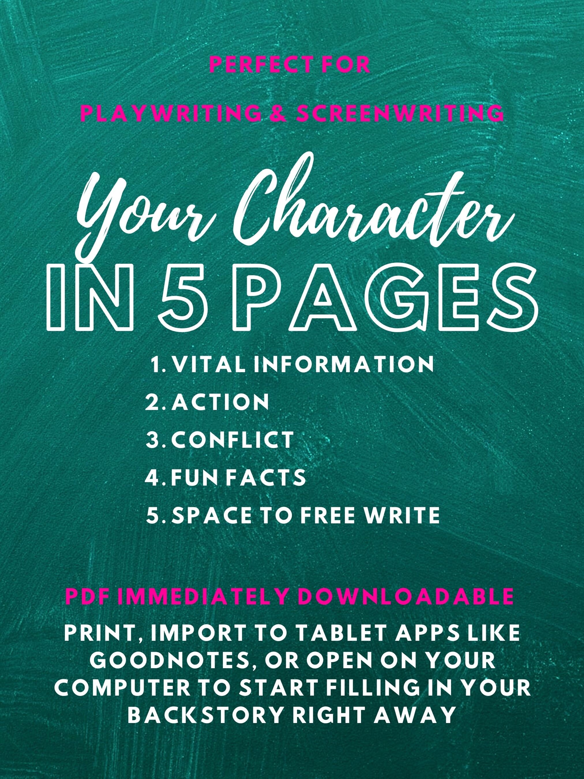 Detailed Character Profile Outline Worksheet Template for Writers ...