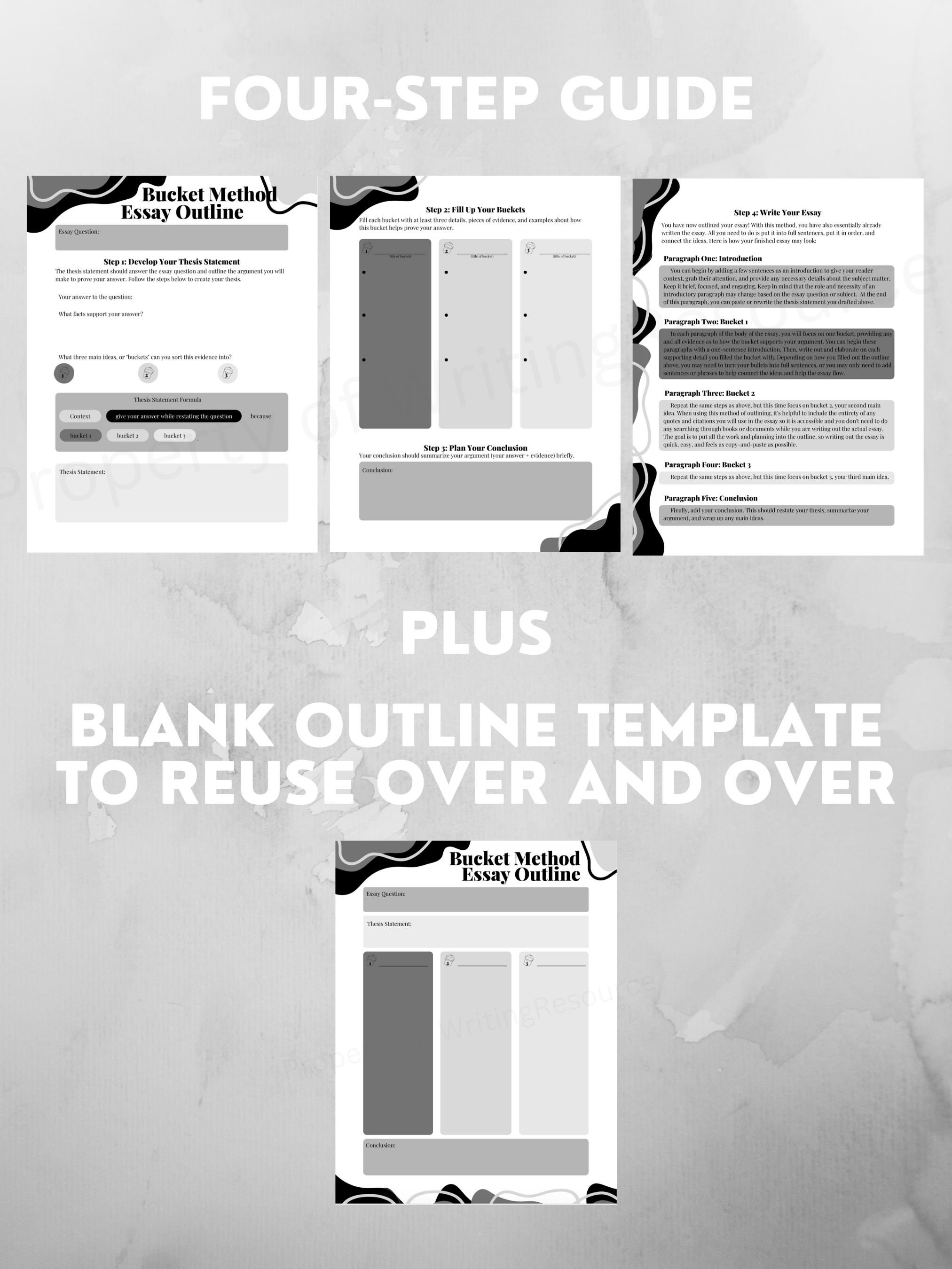 Essay Outline Guide and Template Download | Grayscale - Etsy