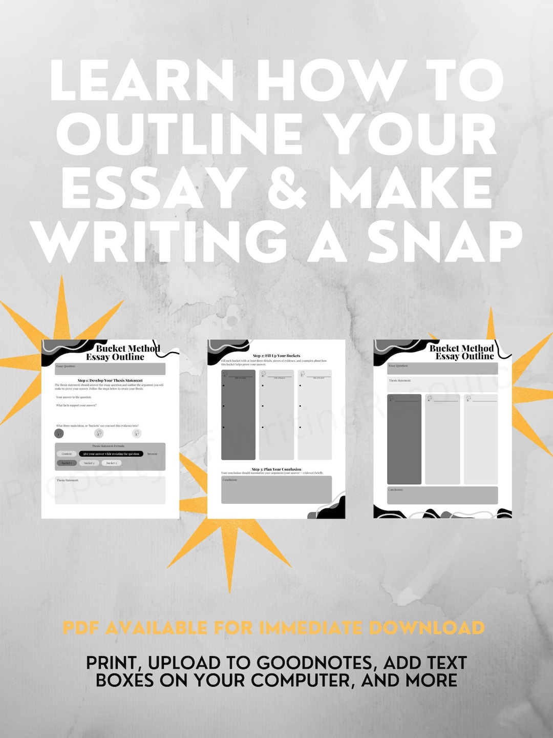 Essay Outline Guide and Template Download | Grayscale - Etsy