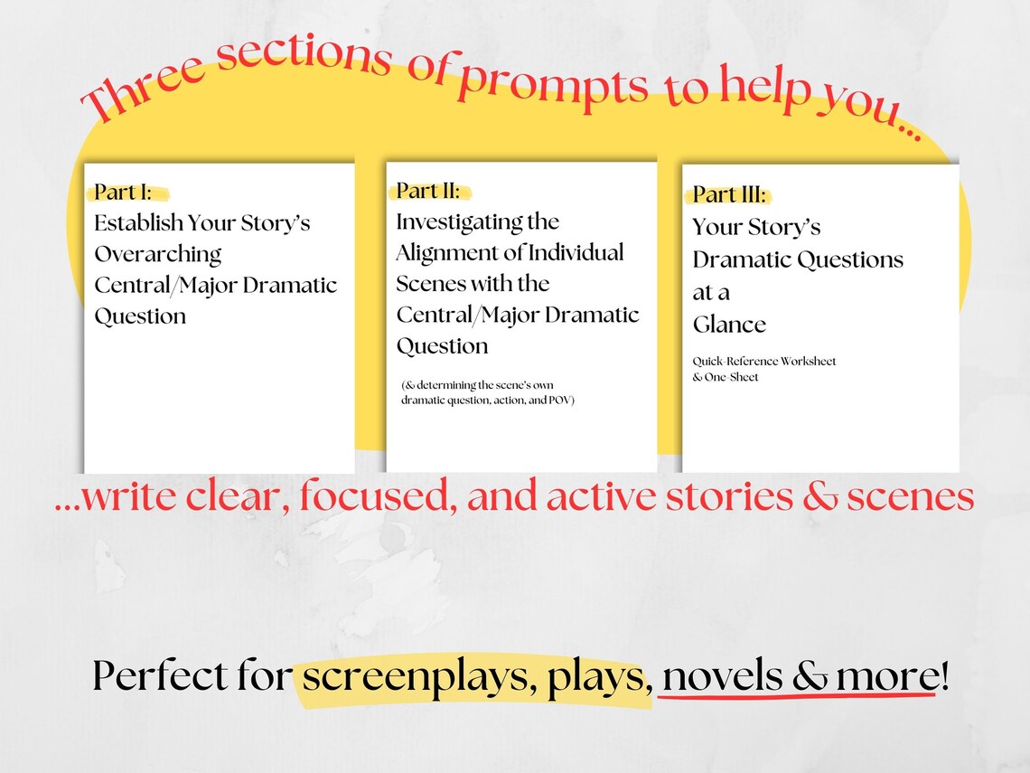Major Dramatic Question Writing Workbook | Brainstorm & Streamline ...