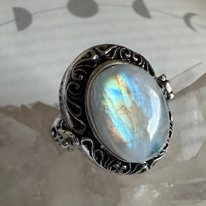 Moonstone Witch Ring | Spell/poison Ring Adjustable | Moon Goddess ...