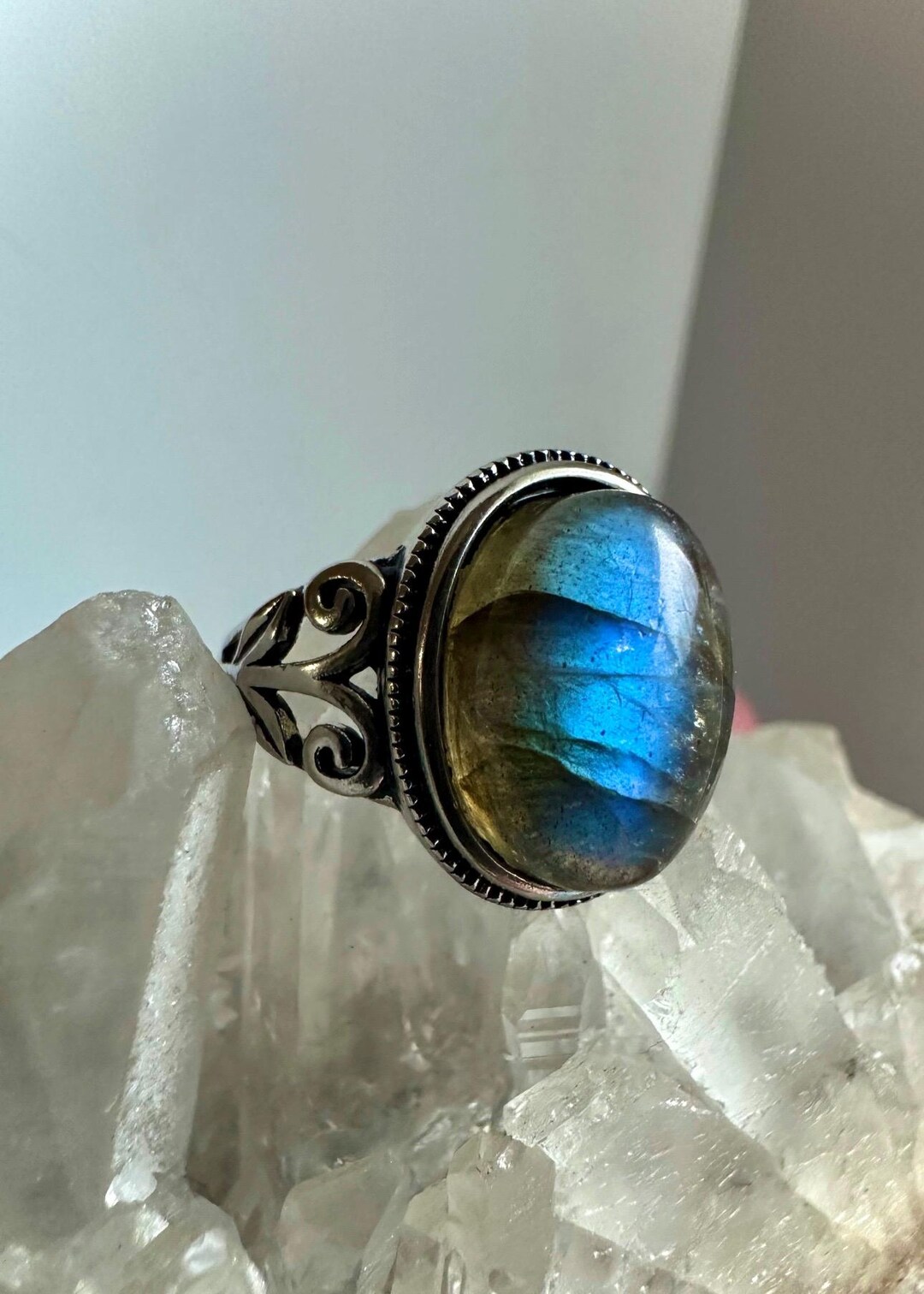 Mystical Labradorite Adjustable Ring | Psychic Enhancement and Lucid ...