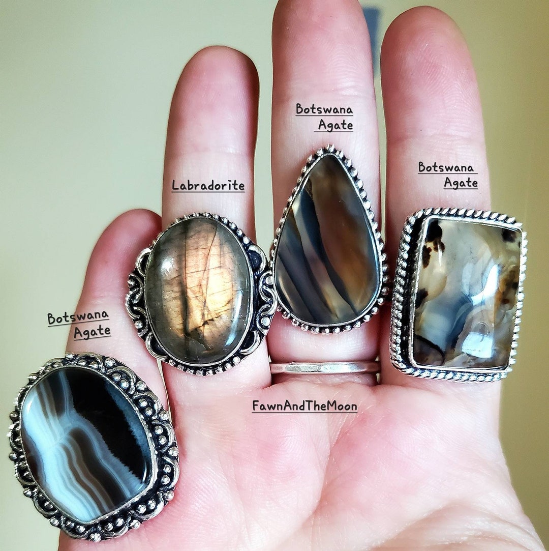Beautiful 925 Crystal Statement Rings, Dark Goddess Energy, Psychic ...