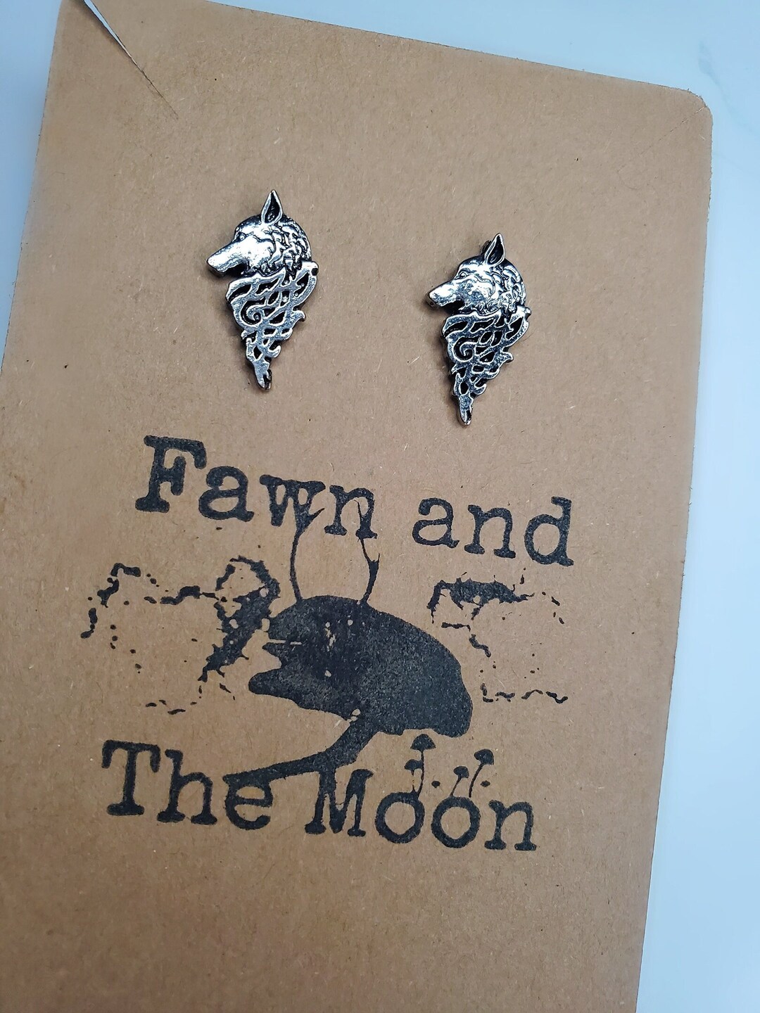 Fenrir Wolf Stud Earrings Witchy Familiar Wolf Earrings - Etsy