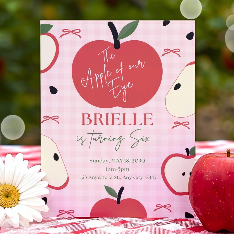 Apple Birthday Invitations - Etsy