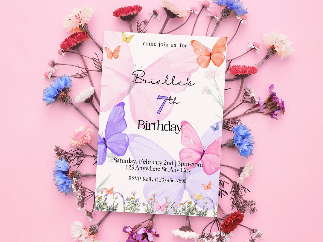 Pastel Butterfly Birthday Invitation - Etsy