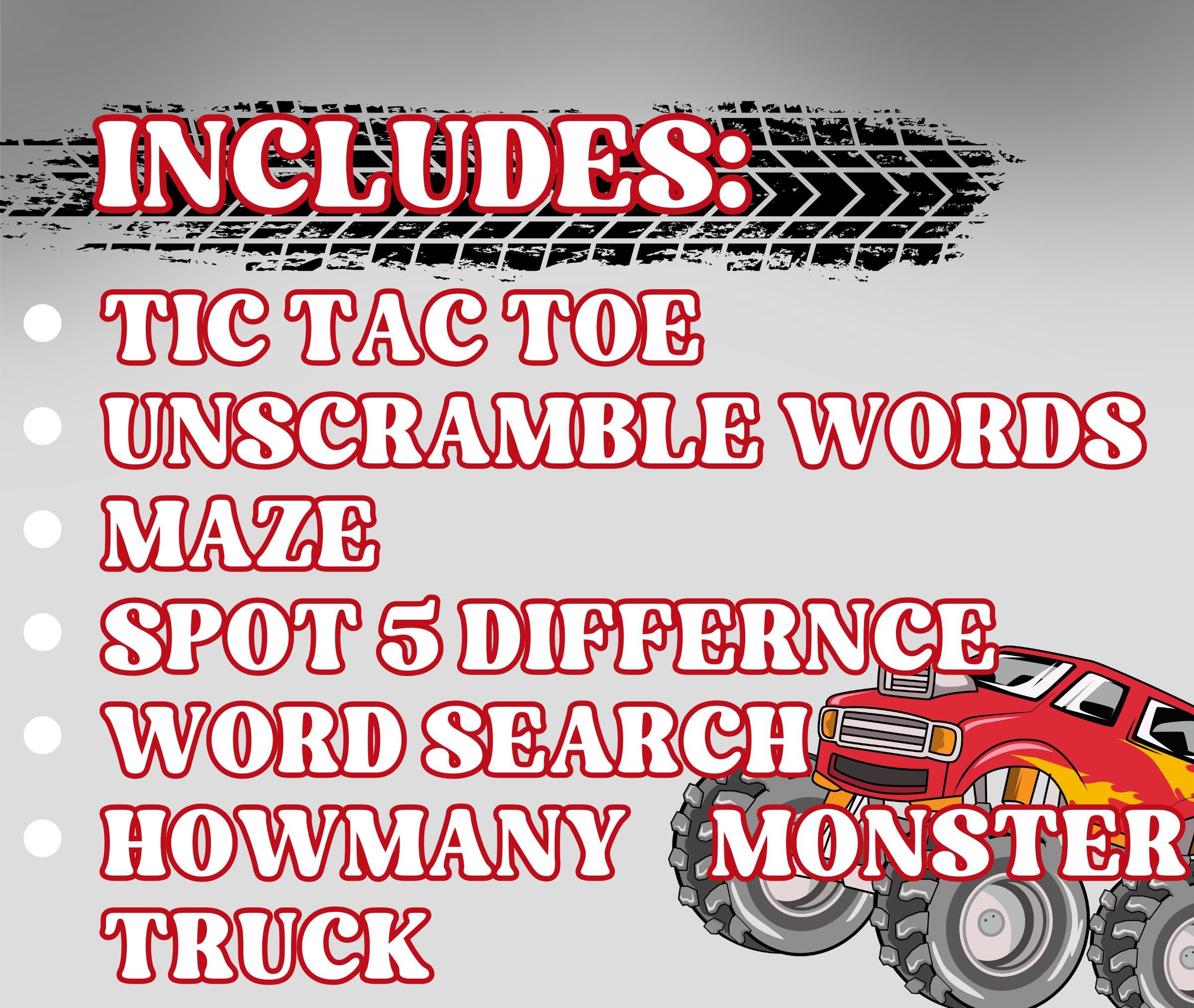 Monster Truck Activity Sheet Printable, Monster Truck Kids Games Page ...