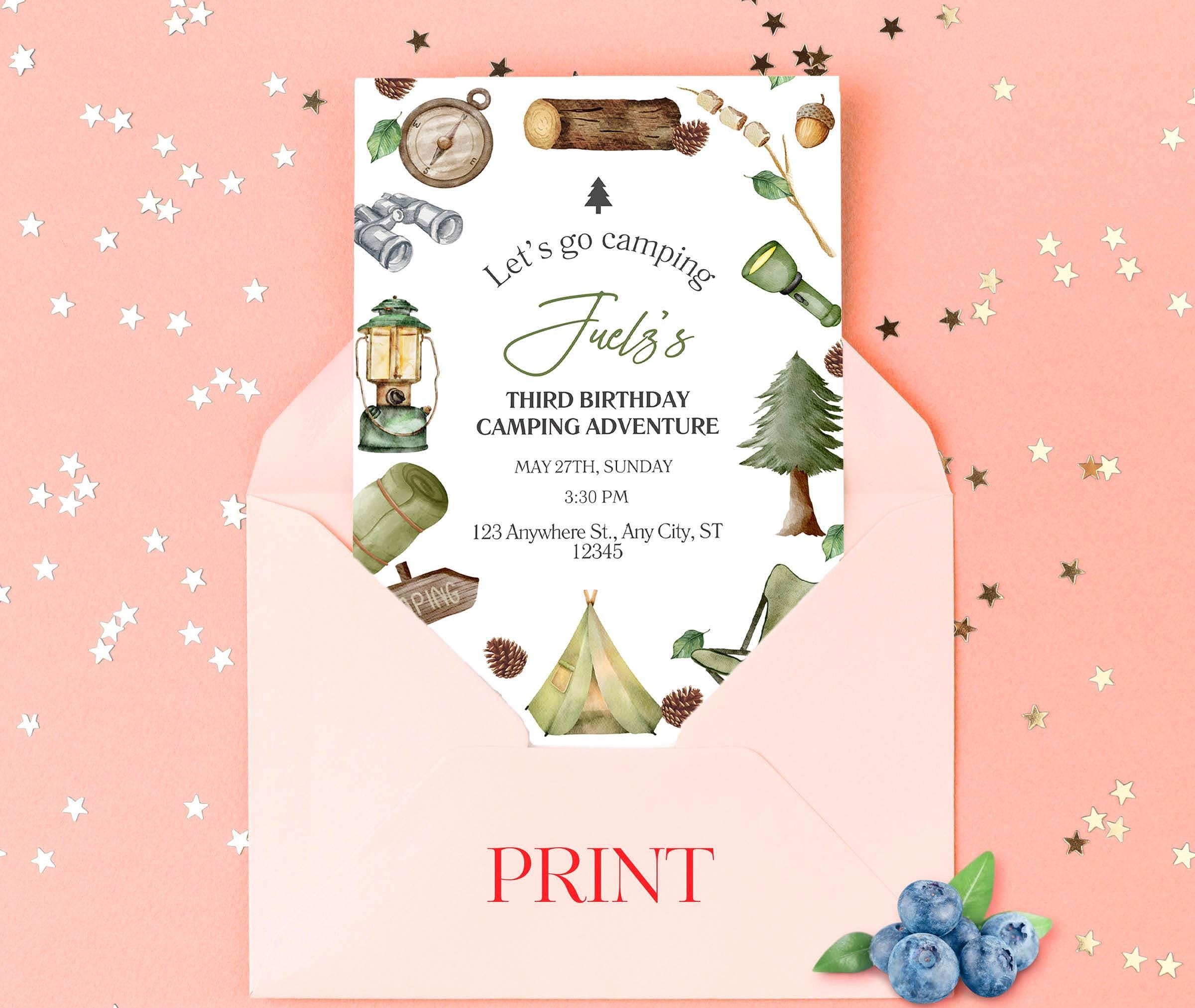 Camping Birthday Digital Invitation | Campout Party Invite | Camping ...