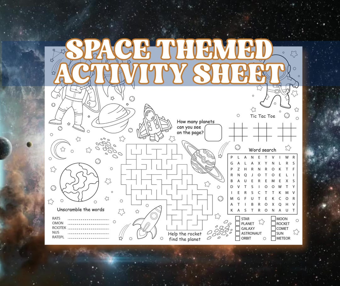 Space Activity Sheet Printable, Space Kids Games, Outer Space Maze Word ...