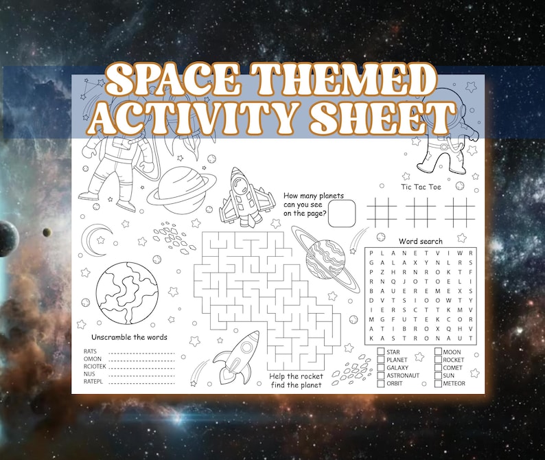 Space Activity Sheet Printable, Space Kids Games, Outer Space Maze Word ...
