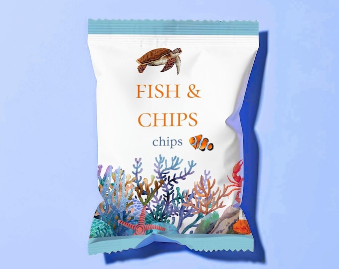 Under the Sea Chip Bag Template | Ocean Party Favor Design | Aquarium ...