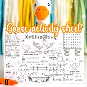 Goose Activity Sheet Printable, Goose Kids Game Page, Goose Maze, Word ...