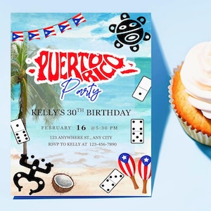 Puerto Rican Birthday Invitation | Editable Puerto Rico Flag Party ...