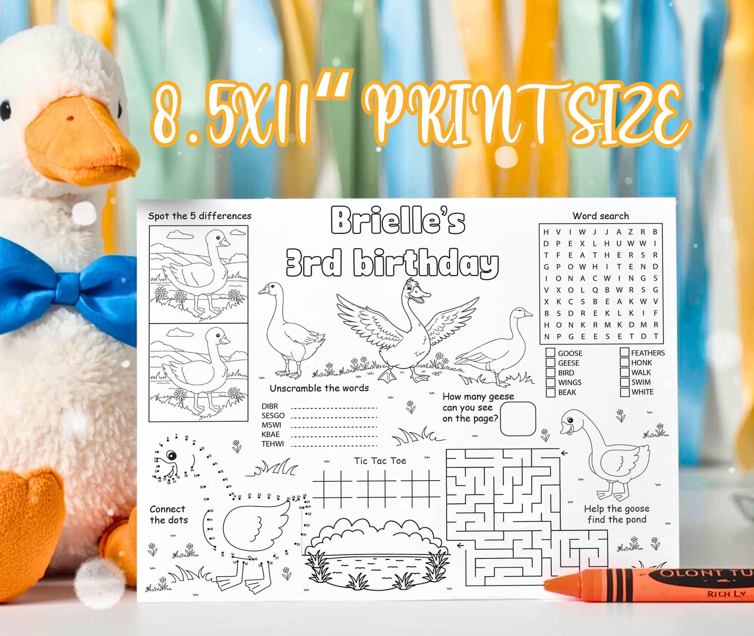 Goose Activity Sheet Printable, Goose Kids Game Page, Goose Maze, Word ...