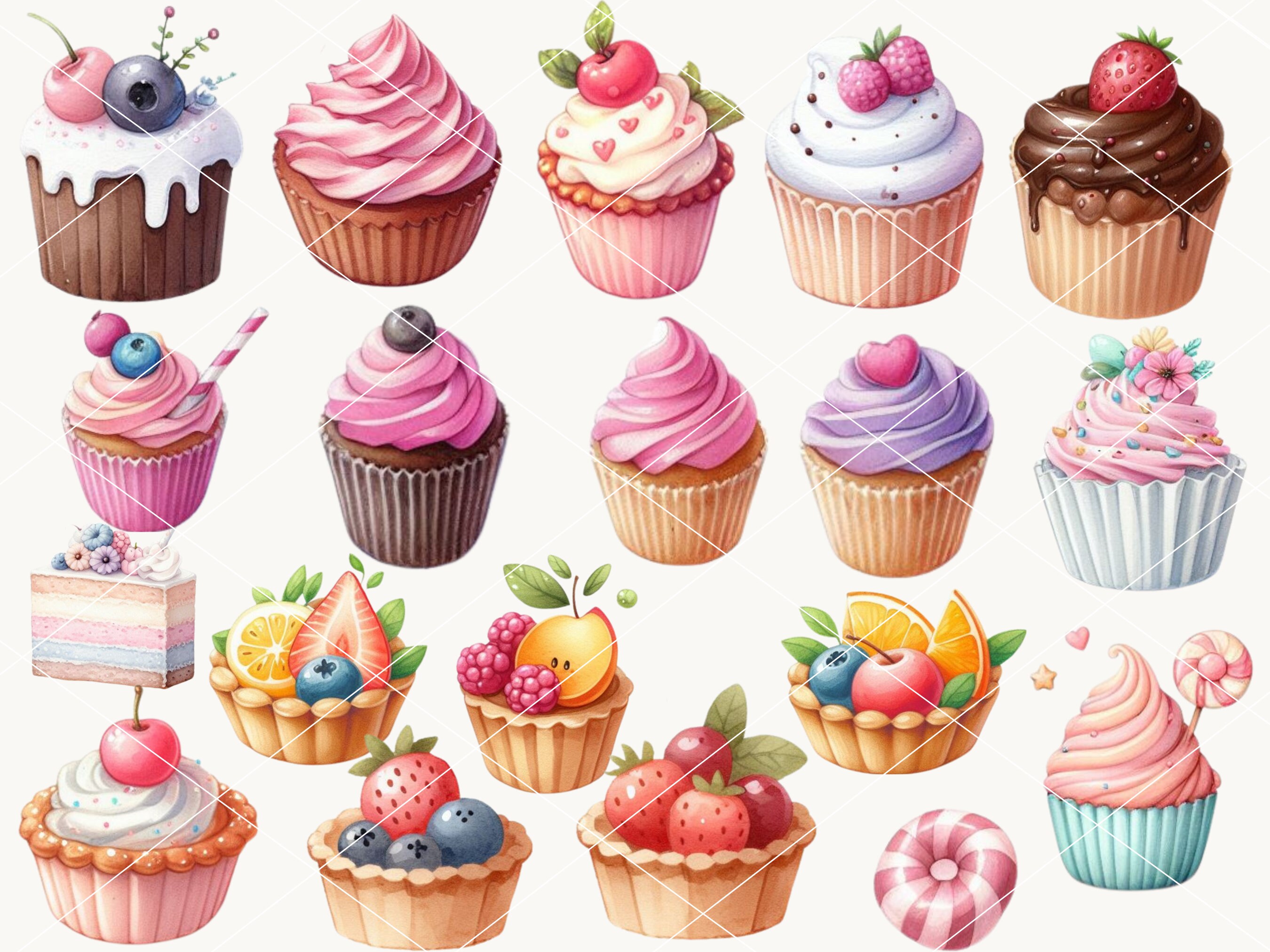 111 Sweet Treats Watercolor Png Clipart - Etsy