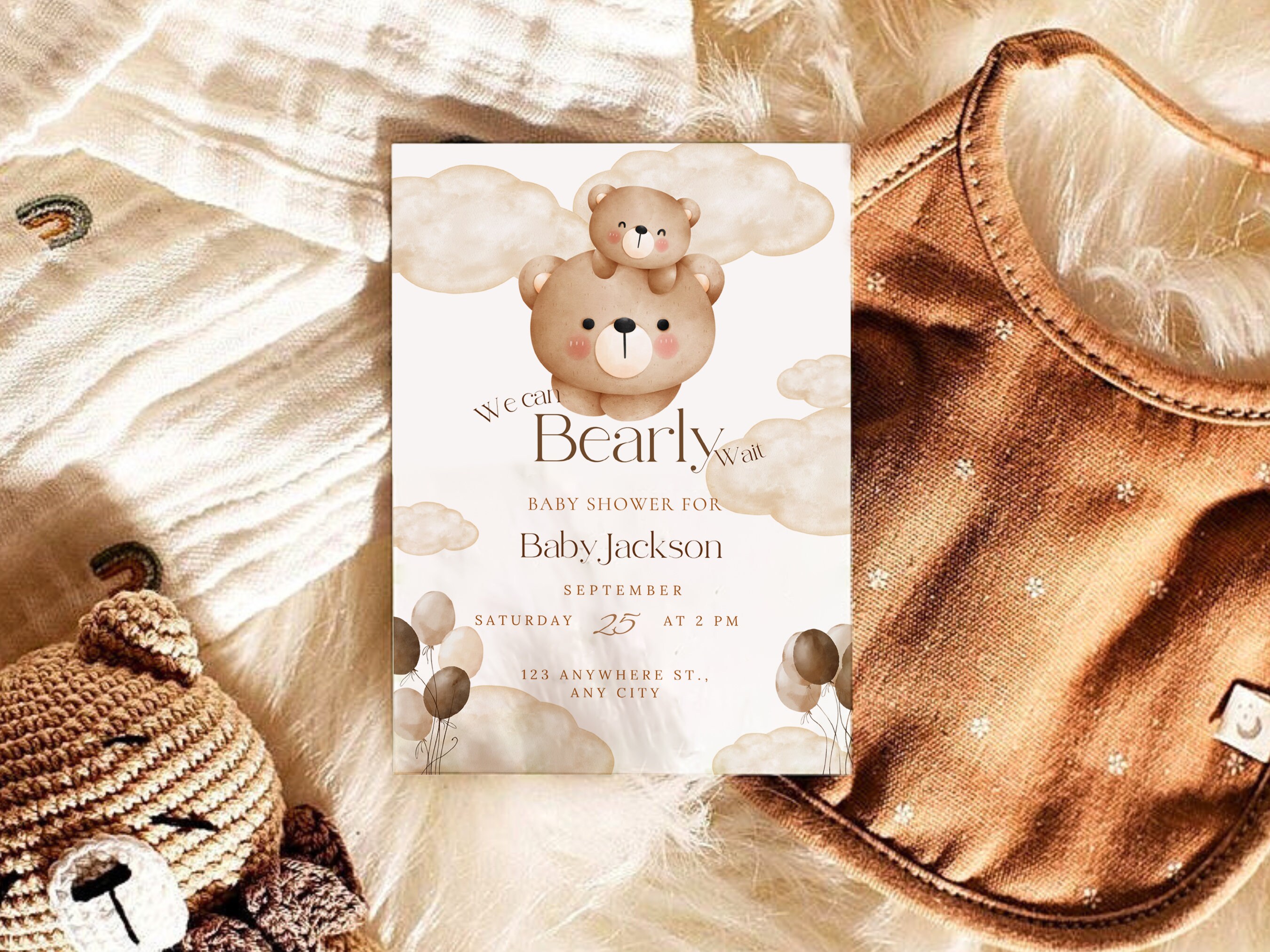 Bearly Wait Invitation Teddy Bear Baby Shower Boho Baby Boy Shower ...