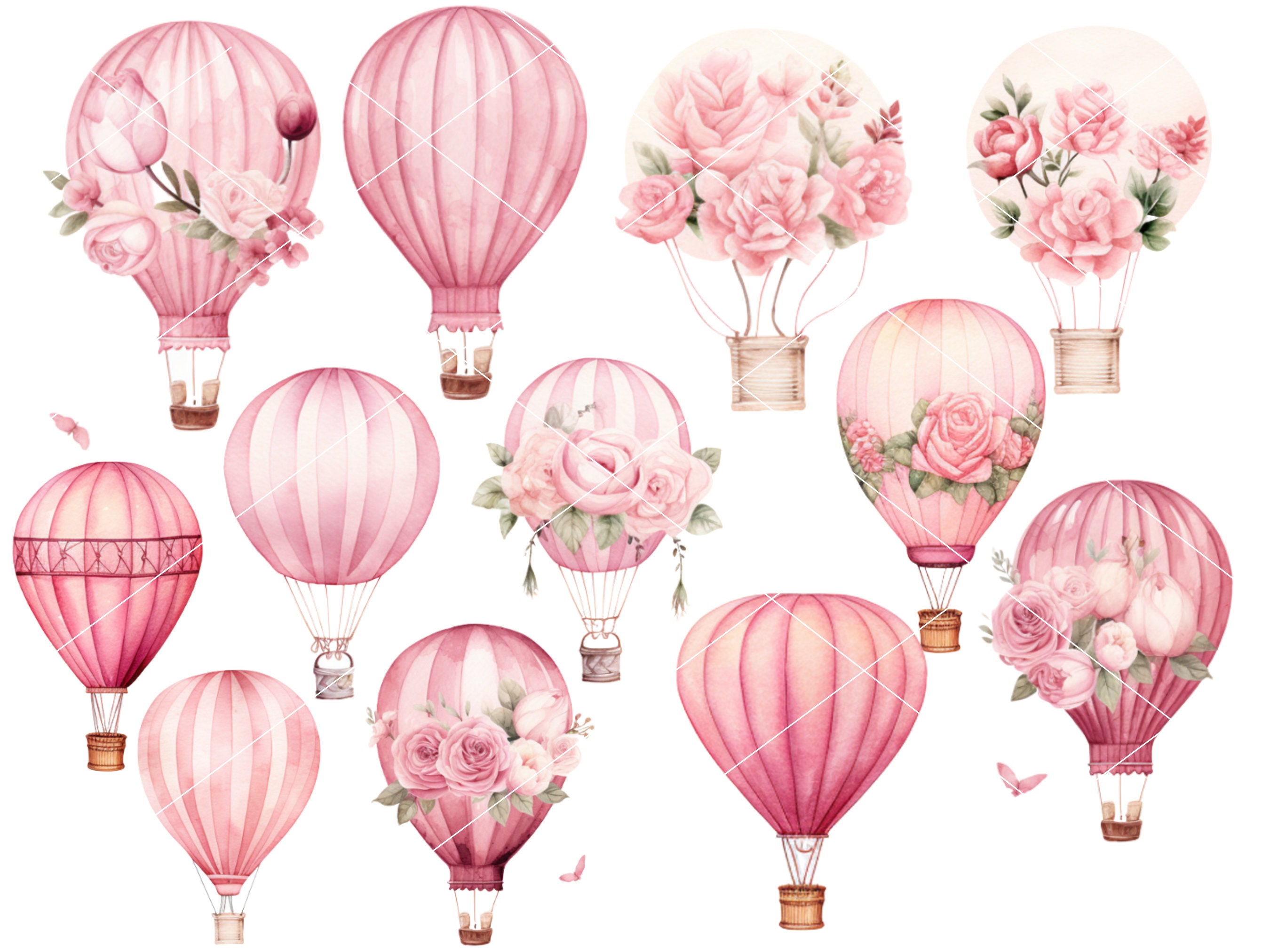 20 Pink Floral Hot Air Balloon Clipart Pink Floral Png Hot Air Clipart ...