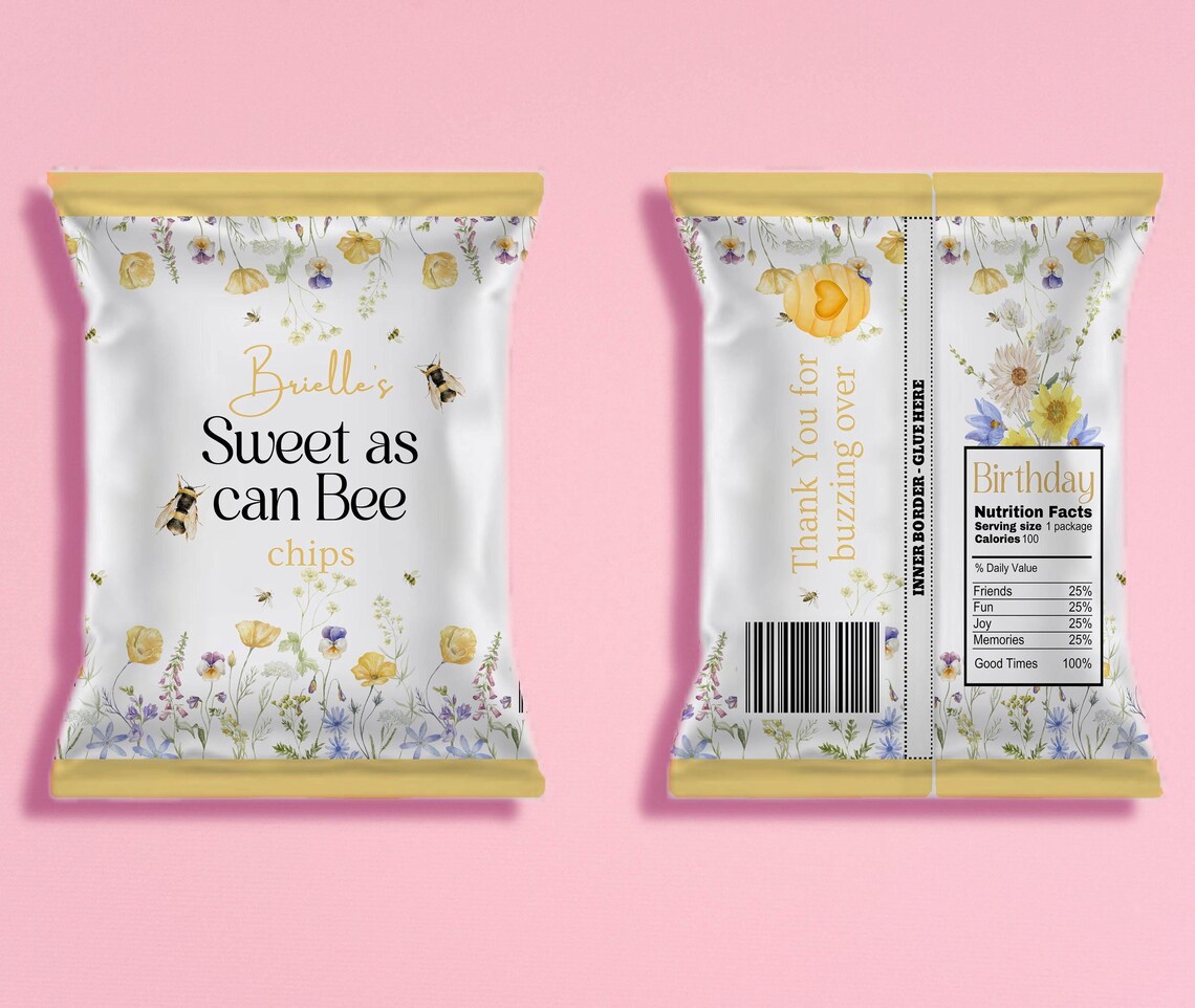 Bee Chip Bags Digital Template | Bee Party Favor | Bee-themed Chip ...