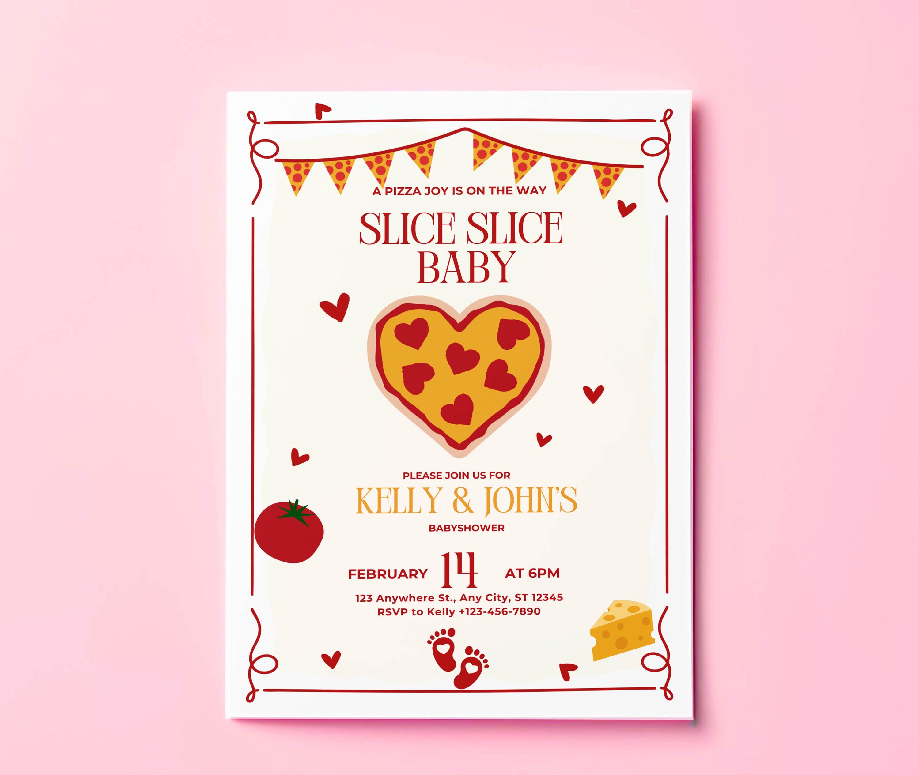 Pizza Baby Shower Invitation | Pizza Party Digital Invite - Etsy