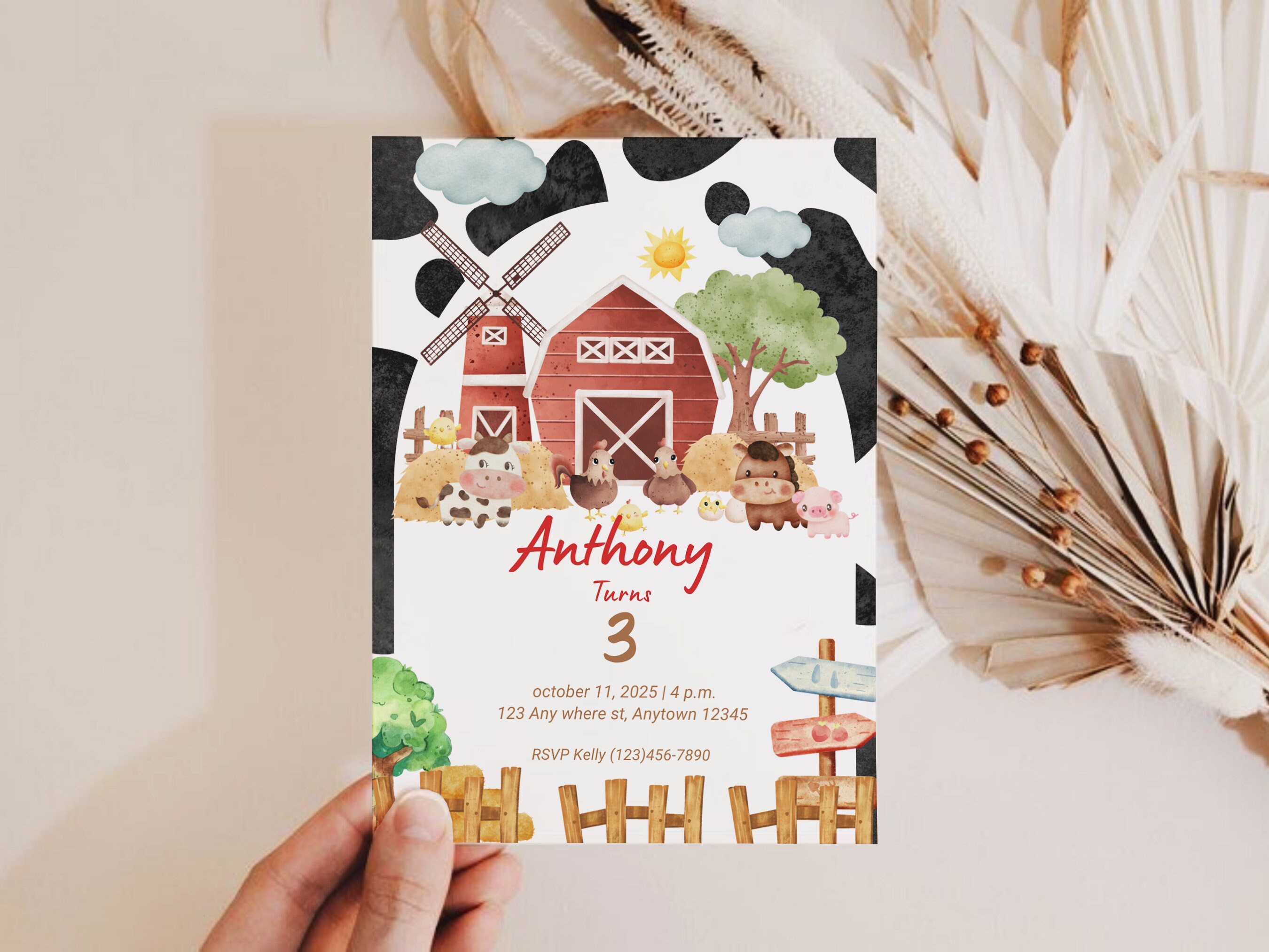 Farm Birthday Invitation, Barn House Birthday Invite - Etsy