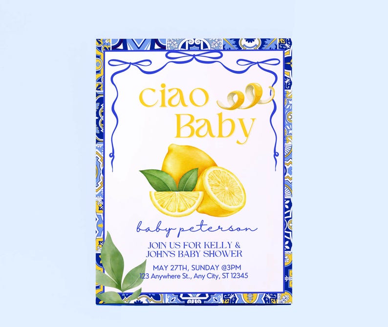 Citron Shower Invitation | Lemon Digital Baby Invite | Baby Shower Game ...
