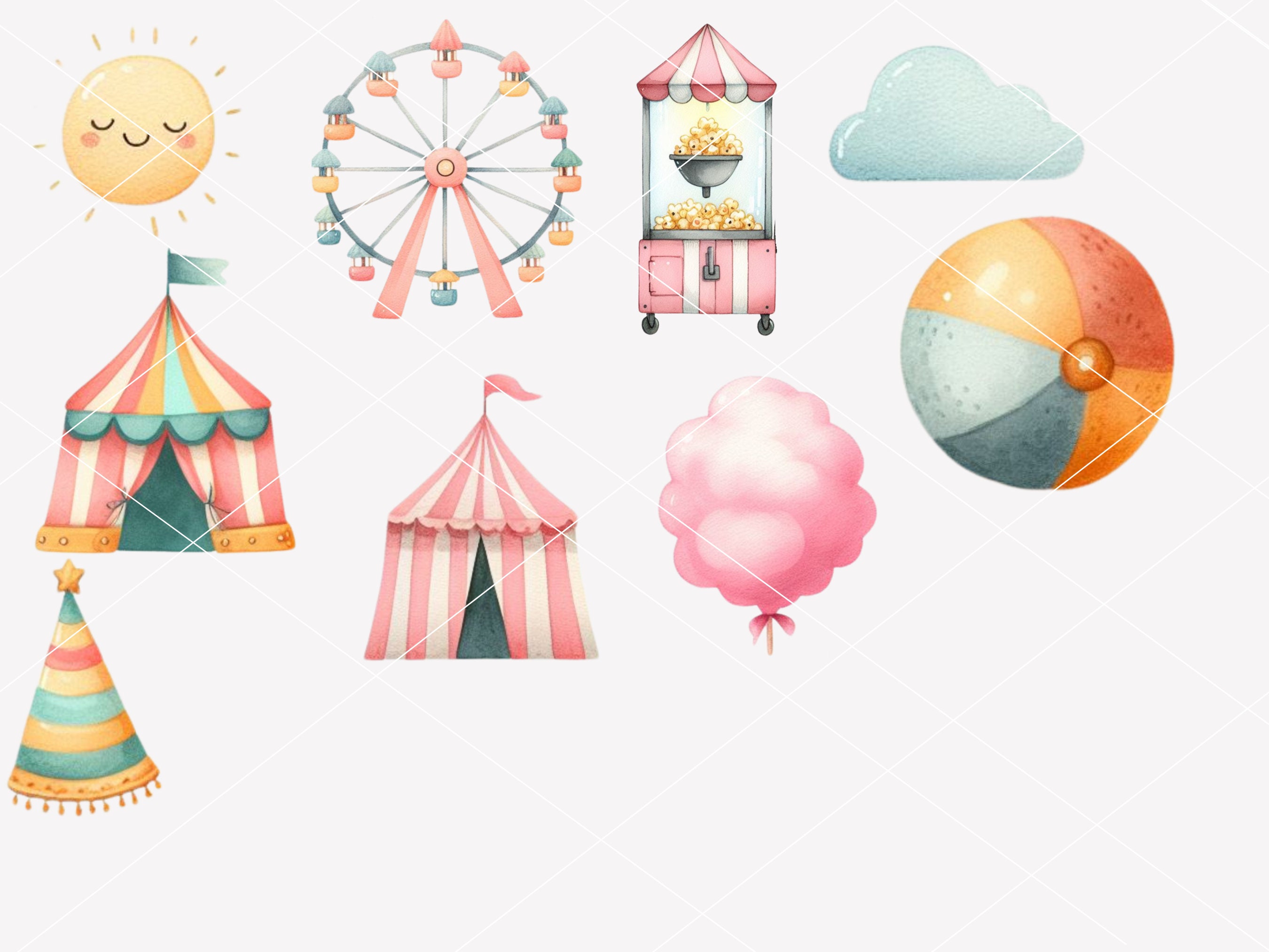 33 Circus Watercolor Png Clowns Clipart - Etsy
