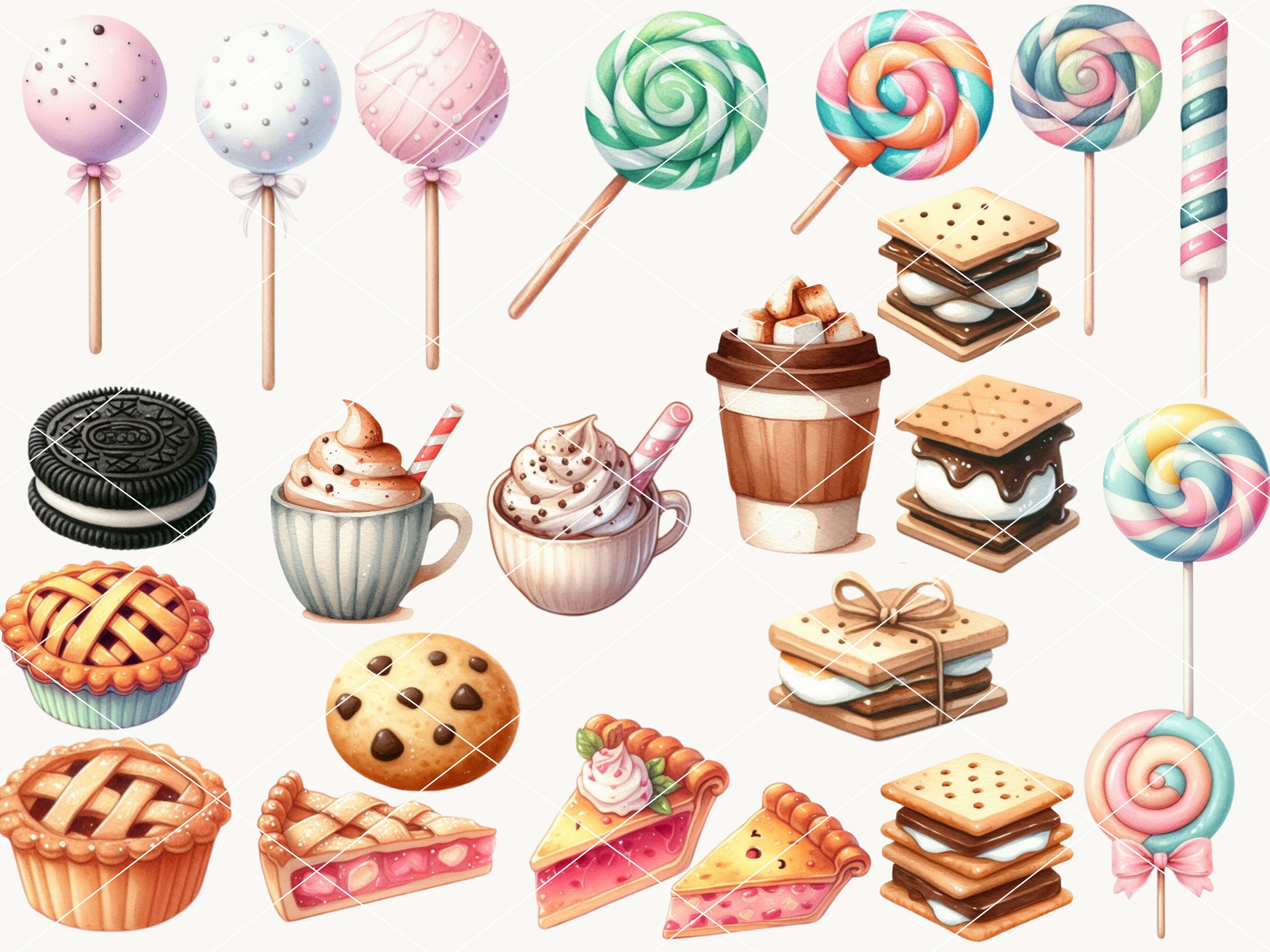 111 Sweet Treats Watercolor Png Clipart - Etsy