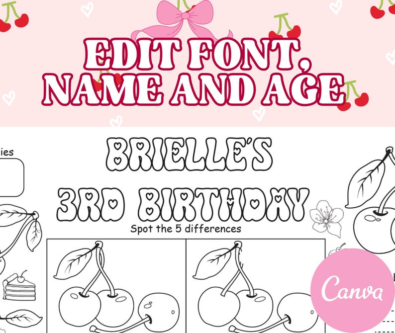 Cherry Activity Sheet Printable, Cute Cherry Kids Games Page, Cherry ...
