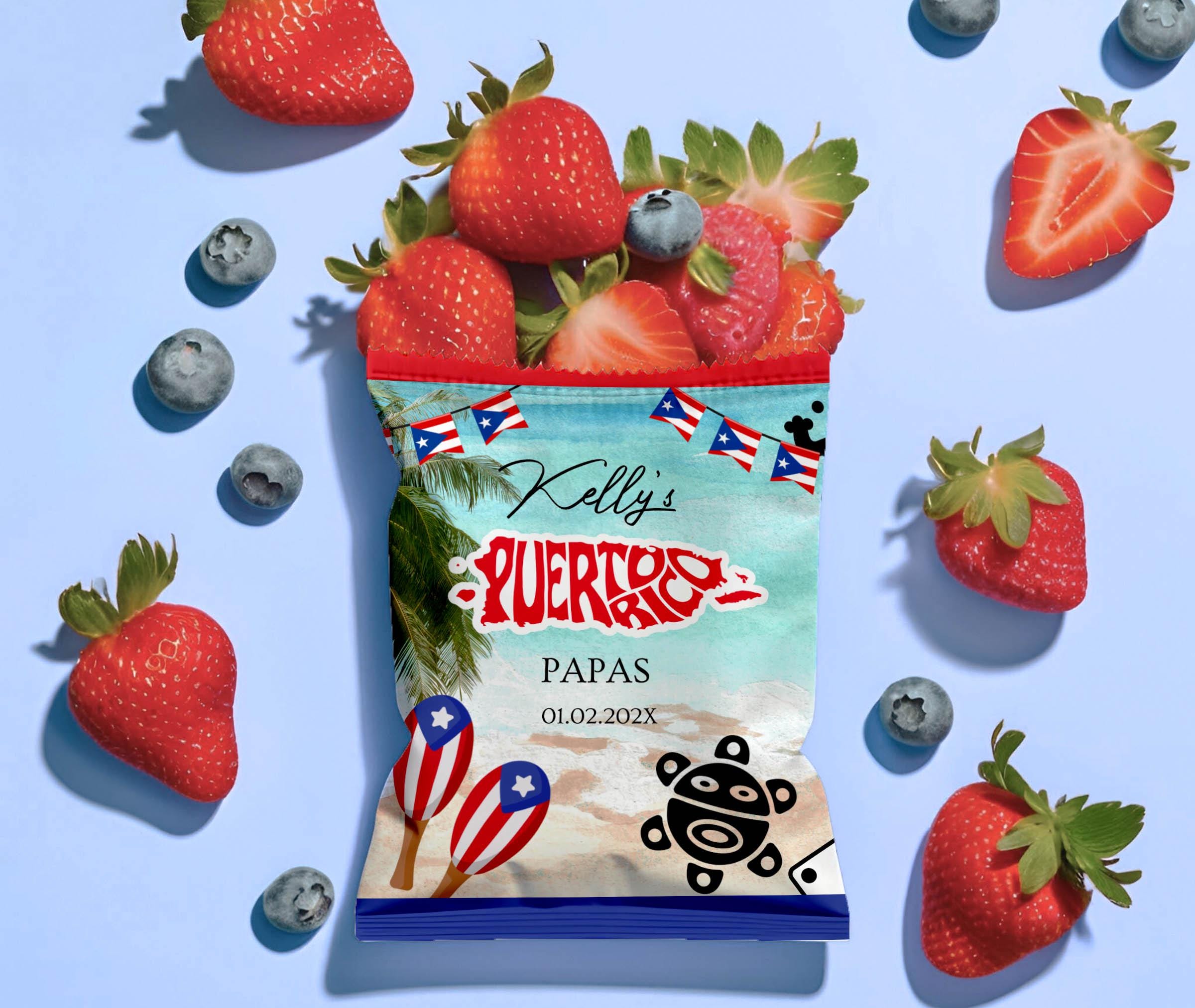 Puerto Rico Chip Bag Template | Puerto Rican Party Favor | Editable ...