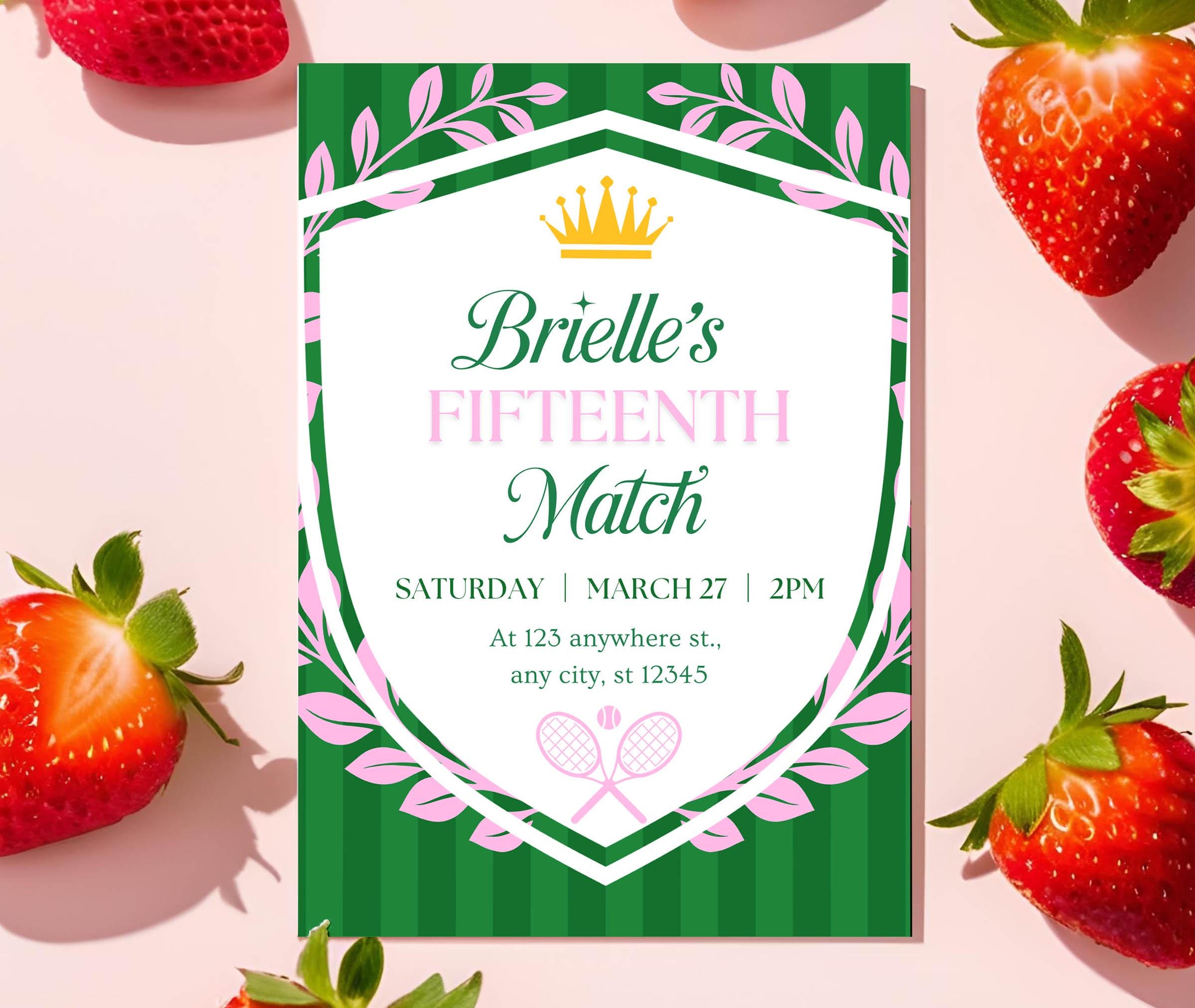 Girls Tennis Birthday Digital Invitation Tennis-themed Party Invite ...