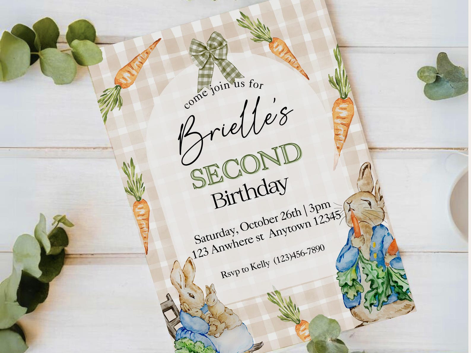 Editable Rabbit Party Invite | Bunny Themed Birthday Invitation - Etsy