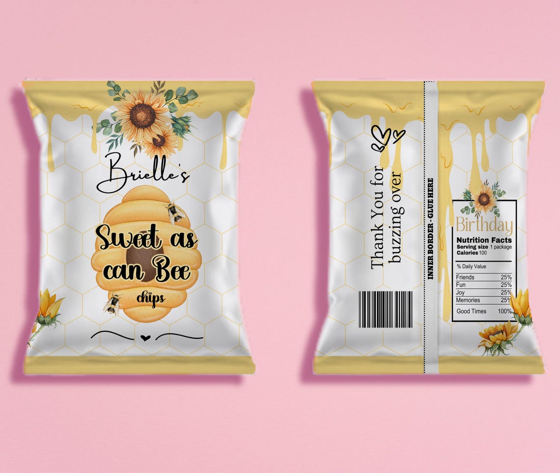 Bee Chip Bags Digital Template | Bee Party Favor | Bee-themed Chip ...